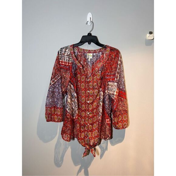 fig and flower | Tops | Fig Flower Boho Shirtsize Xl C239 | Poshmark